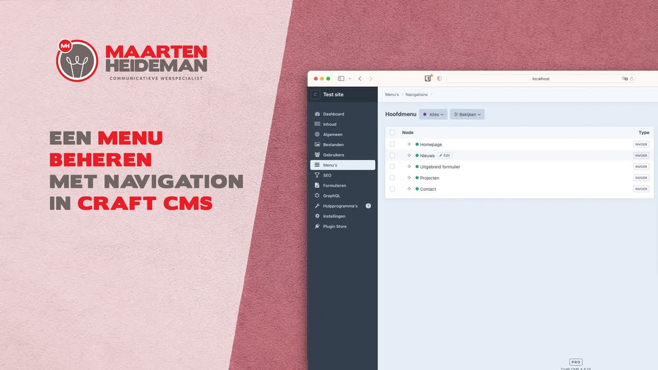 Craft instructie - menu beheren (Navigation) - YouTube