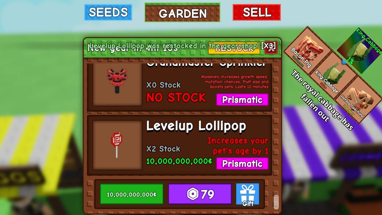 The royal cabbage has fallen out Grow a Garden (Roblox) - YouTube