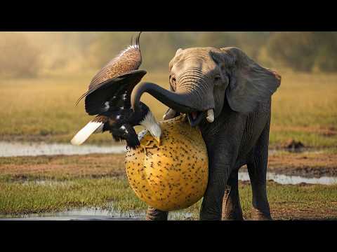 Nature’s Most Shocking Moment: Eagle Bird Aids Suffering Elephant