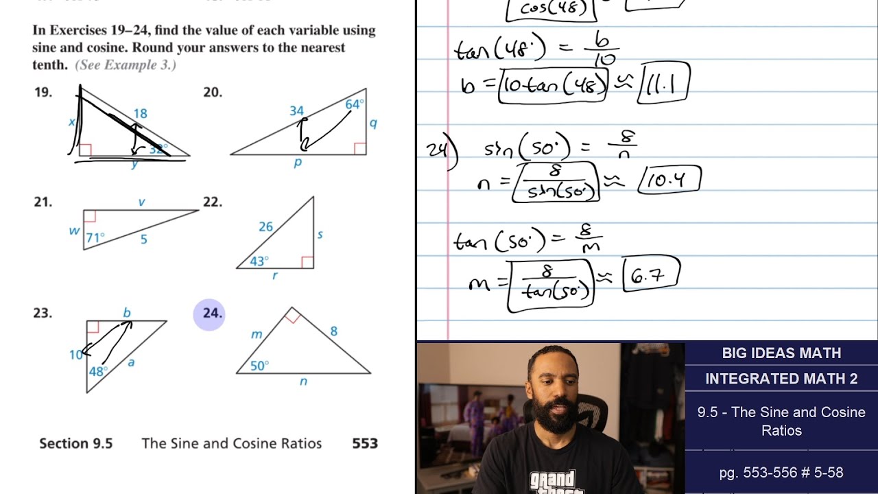 Big Ideas Math [IM2]: 9.5 - The Sine and Cosine Ratios (Lecture ...