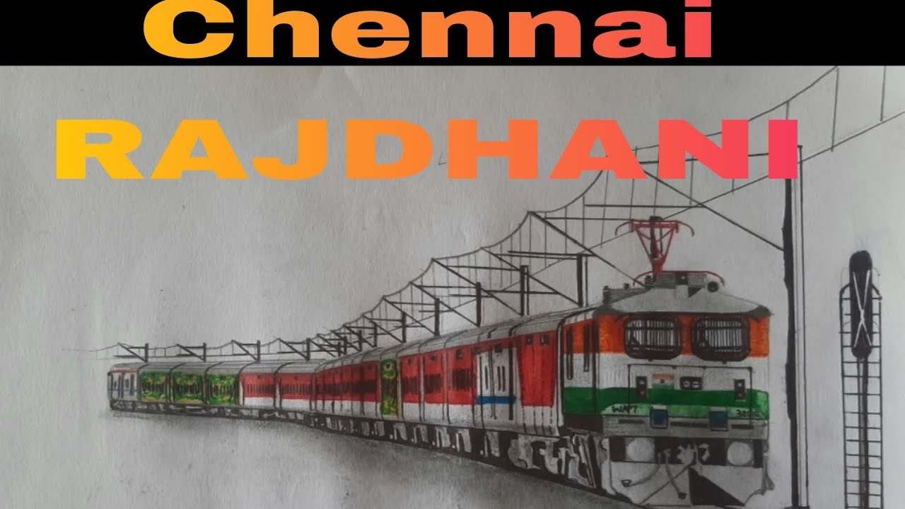 Chennai Rajdhani express train drawing |Trackside sketches|#train # ...