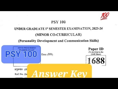 Personality Development and Communication Skills answer key 2023-24 of ...