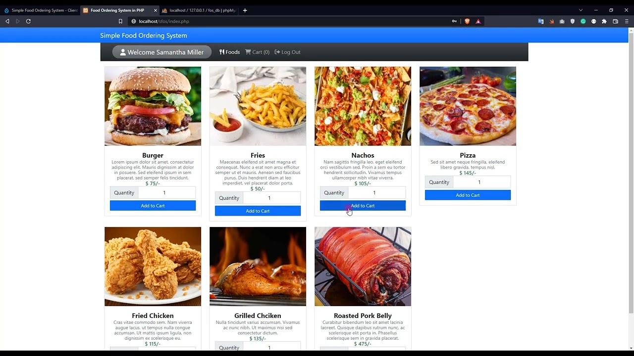 Simple Food Ordering System Client Side In Php Demo Youtube