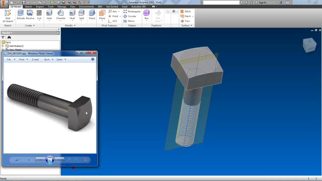 Drawing 3D Square Head Bolt | Autodesk Inventor | Tutorial - YouTube