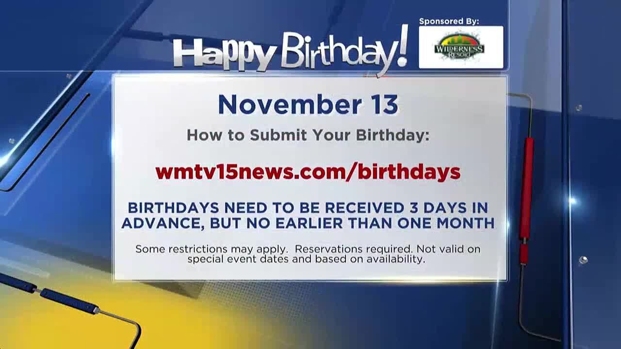 Birthdays for Wednesday, November 13 - YouTube