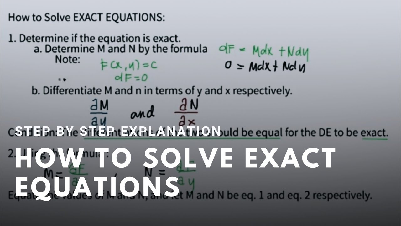 How to Solve Exact Equations Sample Problems (Simplified and Step by ...