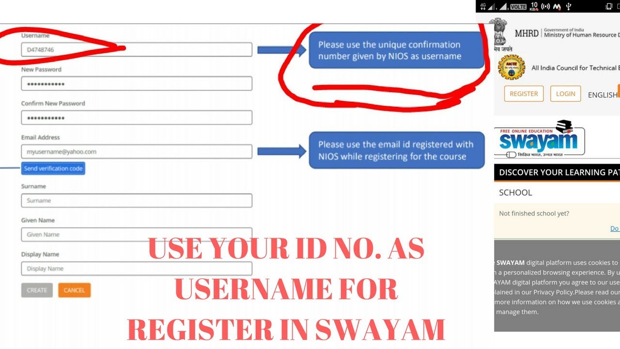 USERNAME FOR REGISTERING ON SWAYAM PLATFORM - YouTube