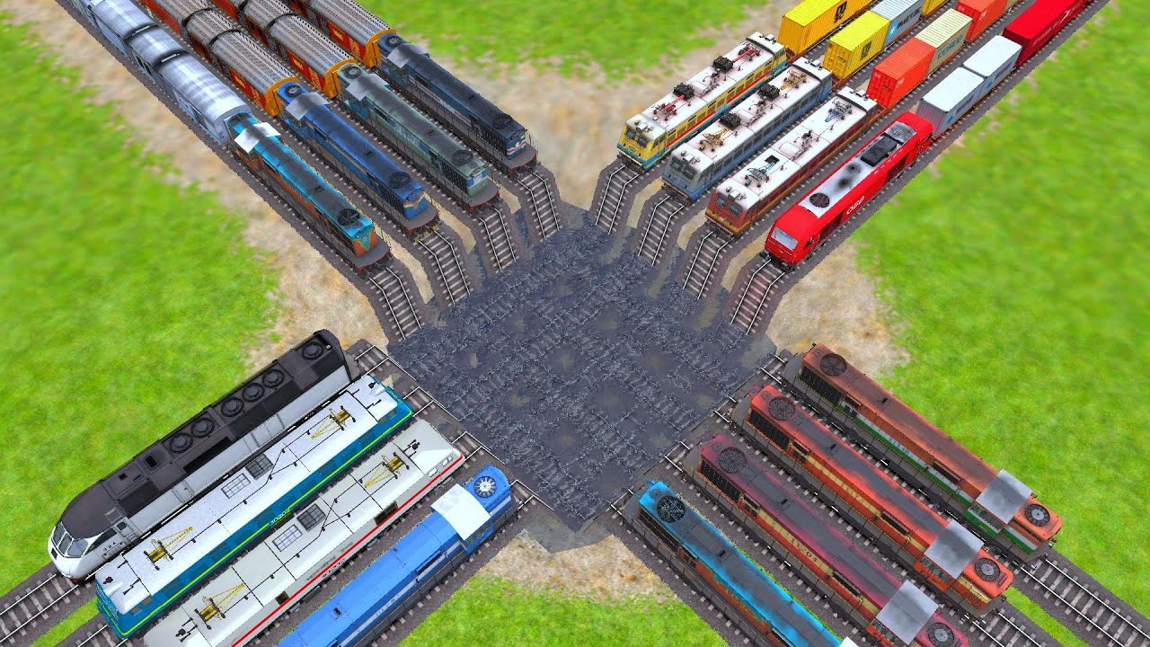 AI TRAINS RUNNING AT DAIMOND 3D CURVED ANIMATED RAILROAD ZIG ZAG TRACKS ...