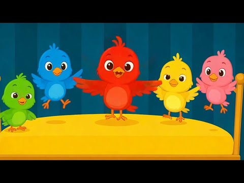 5 little birdies jumping on the bed | Nursery Rhymes- Lulu birdie ...