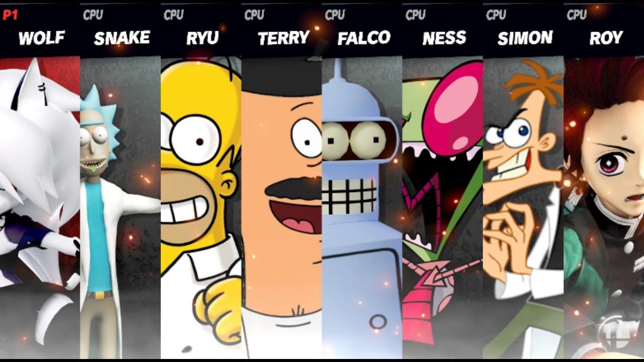 Late Night Cartoon Mega Battle - Super Smash Brothers Showcase ...