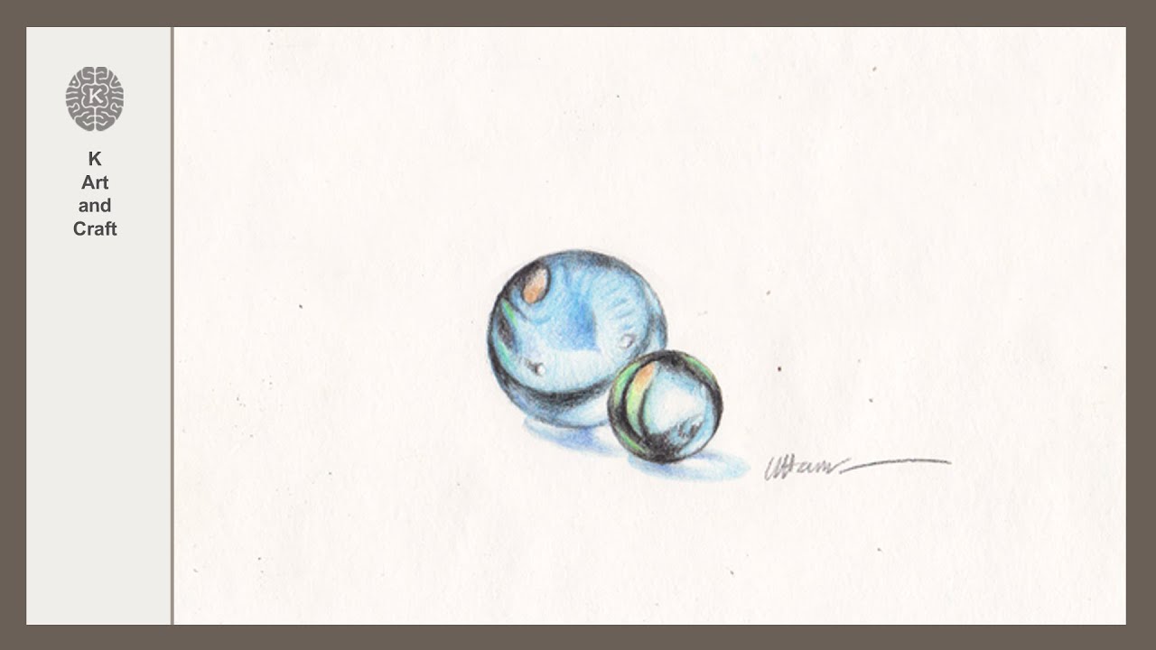 How to draw realistic marbles with color pencil/ step by step draw real ...