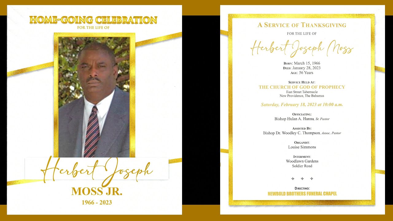 Home Going Celebration for Herbert Joseph Moss Jr. - YouTube