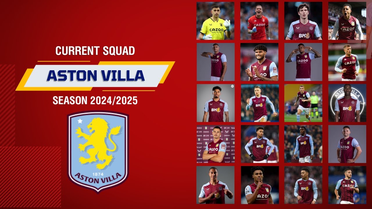 Aston Villa Current Squad For Season 2024/2025 | Premier League - YouTube