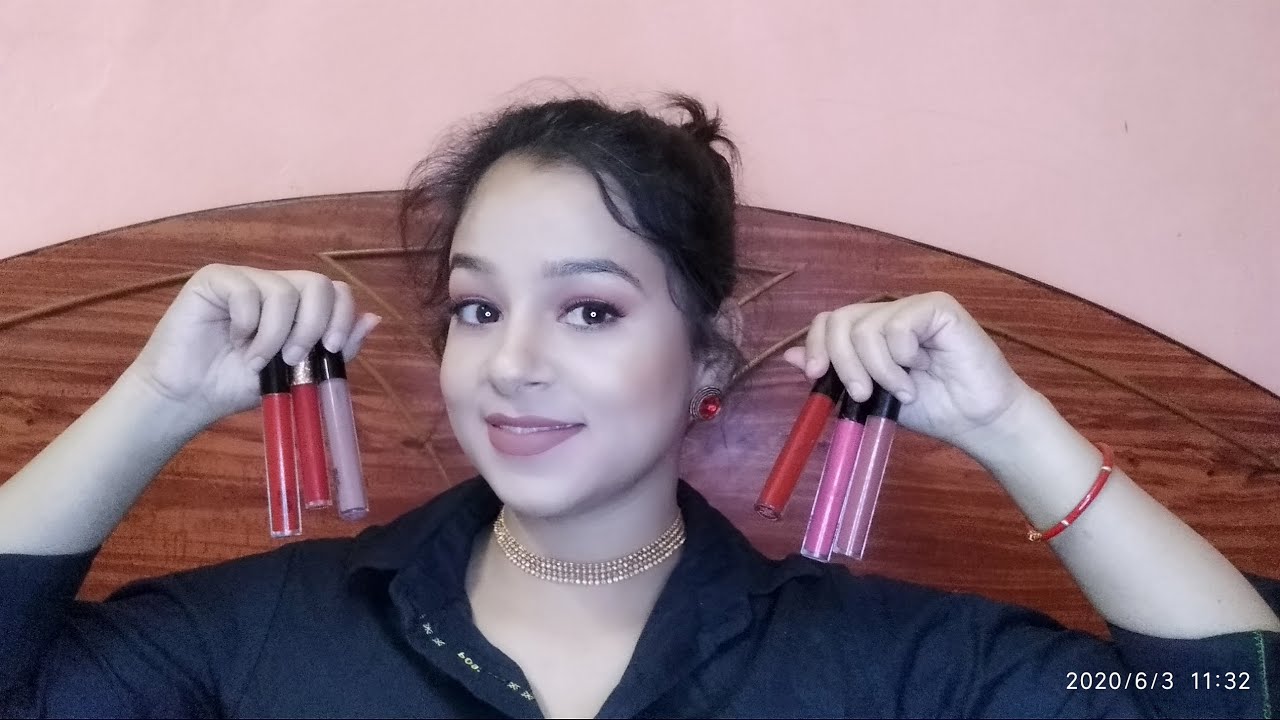 NY bea liquid lipstick swatches/Swati style/purplle - YouTube
