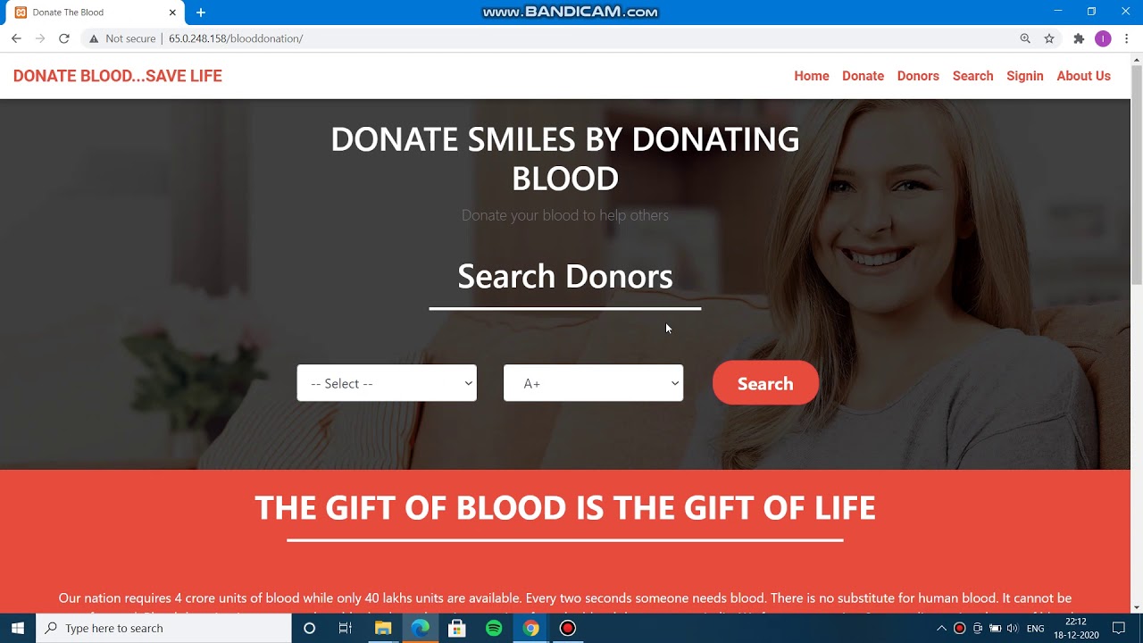 IT PROJECT | BLOOD DONATION WEBSITE | VISITOR - YouTube