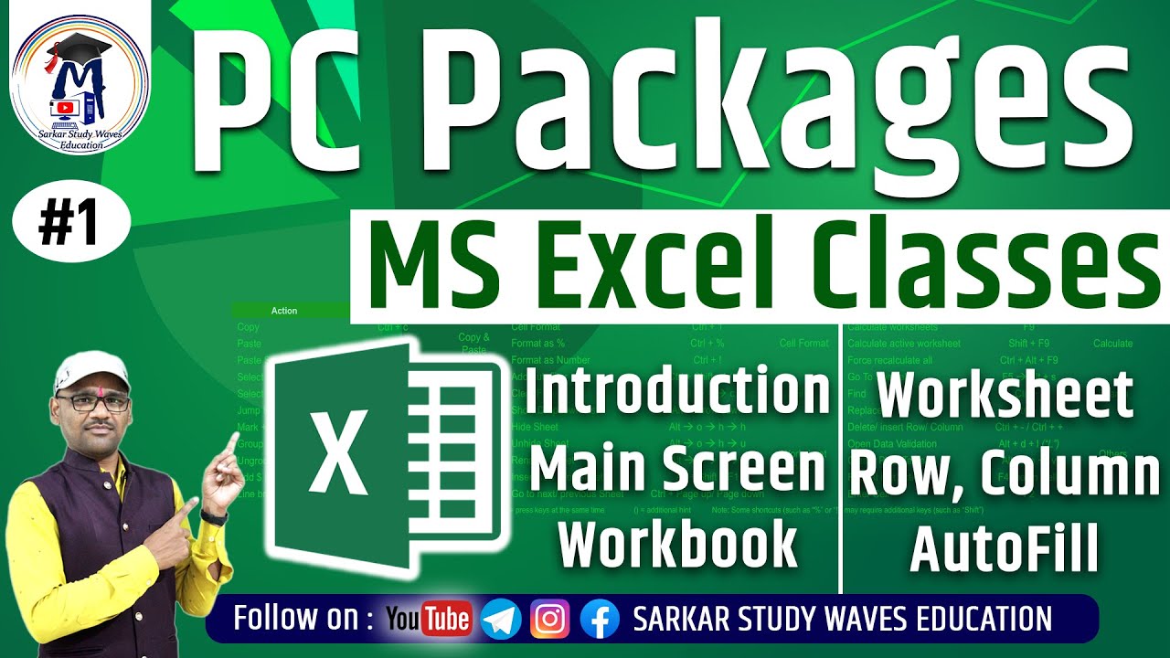 1 MS Excel Classes | PC Packages | MS Excel Introduction, Excel Screen, Row and Column, Autofill ...