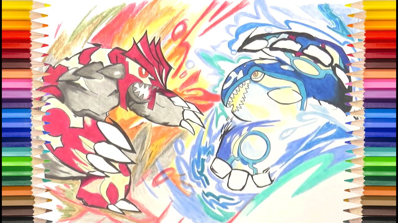Drawing Primal Groudon VS Primal Kyogre | Miky Art - YouTube