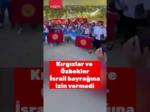 Kırgız ve Özbek kafile İsrail bayrağıyla kadraja girmek isteyen adam izin vermedi #shorts #israil