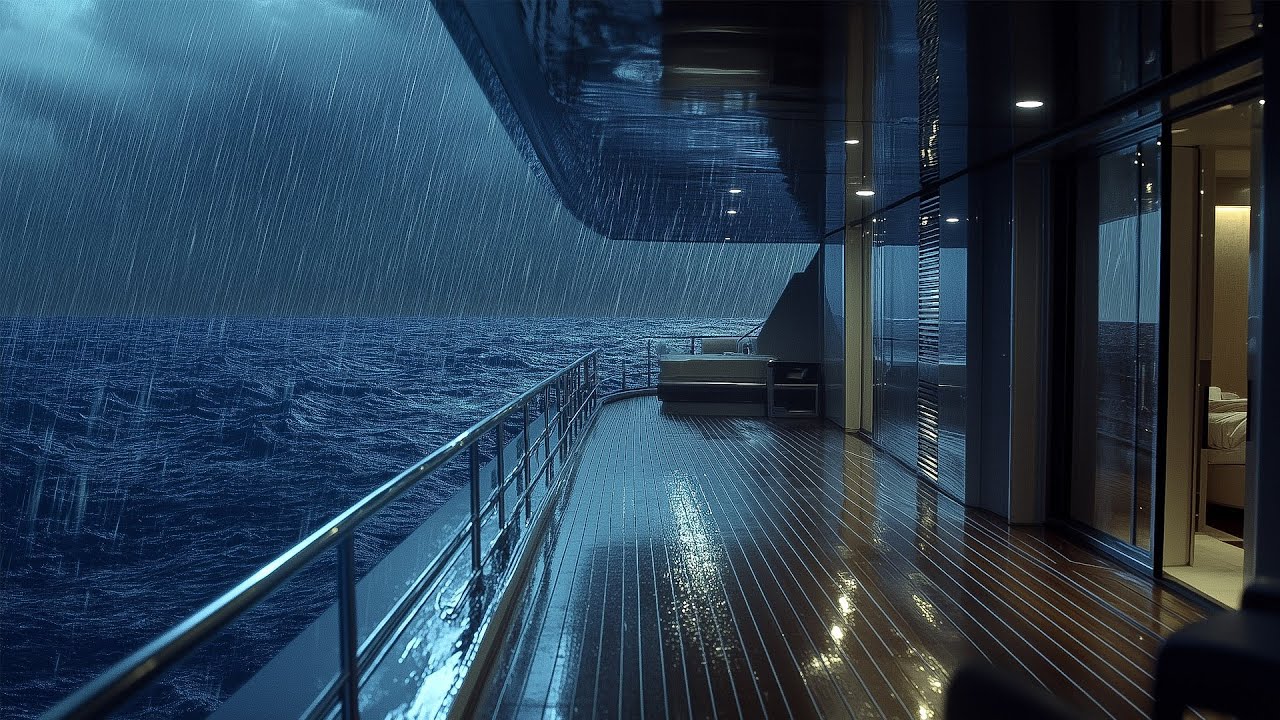 Relaxing Rain on a Boat with Ocean Waves | Sleep Instantly, Heal Stress ...