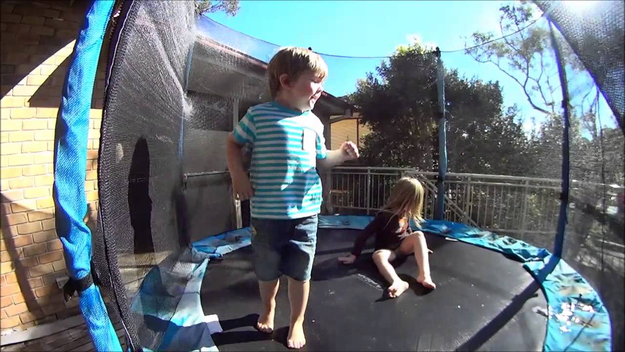 Emily and Leo having some trampoline fun - YouTube