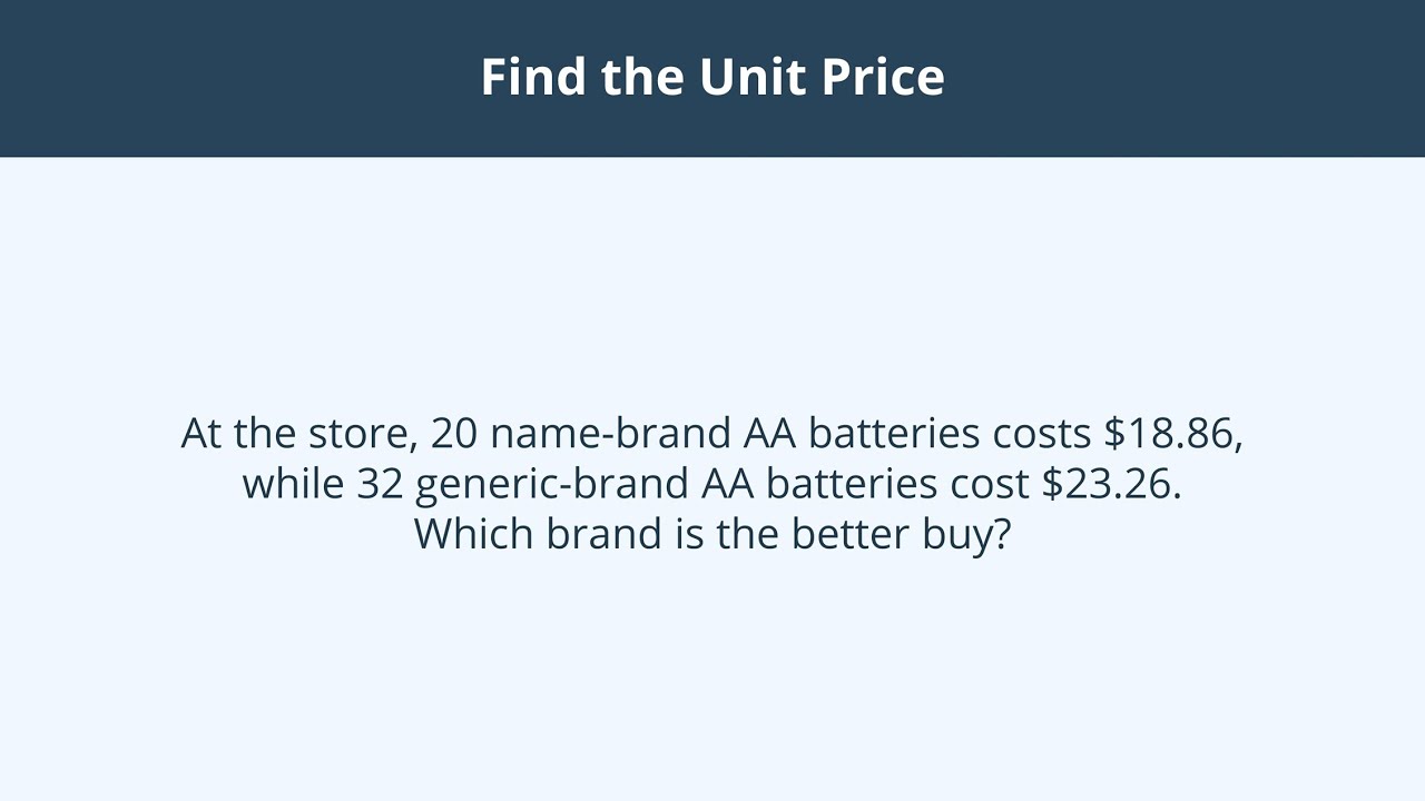 Find Unit Price - 2 - YouTube