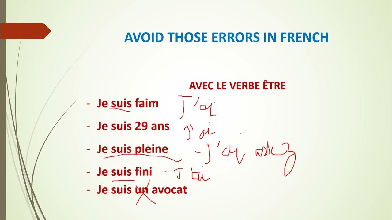 58. PART 1: MOST COMMON ERRORS IN FRENCH: AN EXPLANATION - YouTube