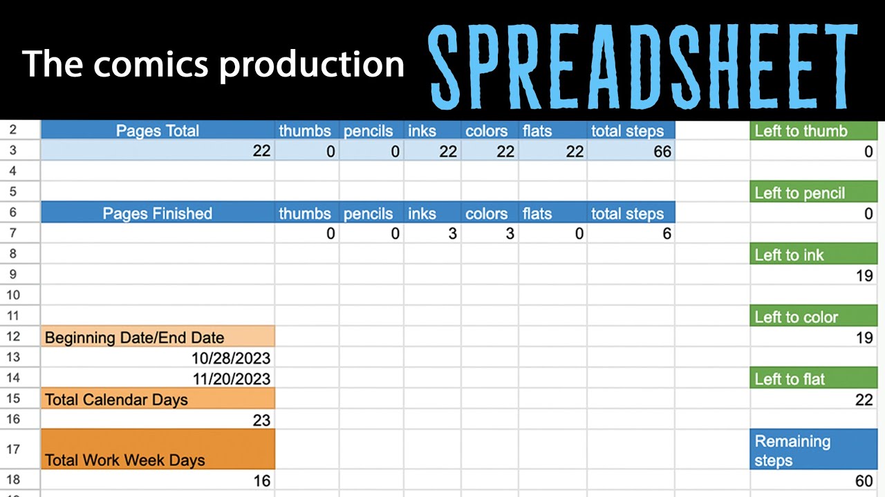 The comics production spreadsheet - My favorite tool - YouTube