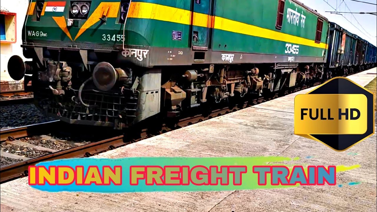 Indian Freight train | Bcn Load | wag 9 hc Engine 33455 | Goods Train ...