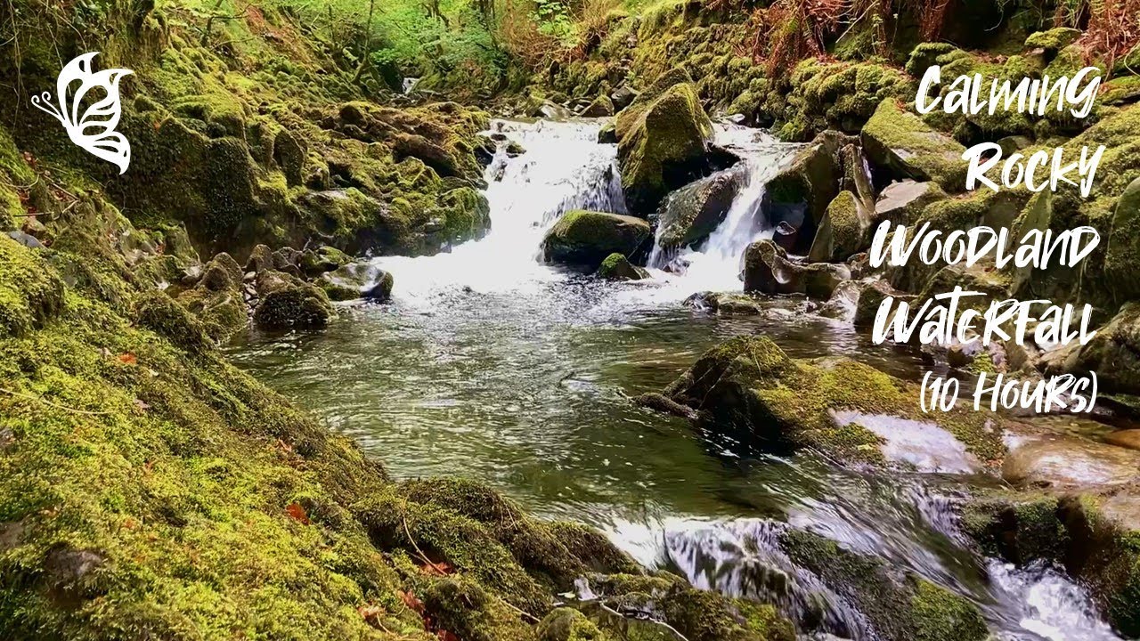 💧🌲 Calming Rocky Woodland Waterfall (10 HOURS) Calming Water & Nature ...
