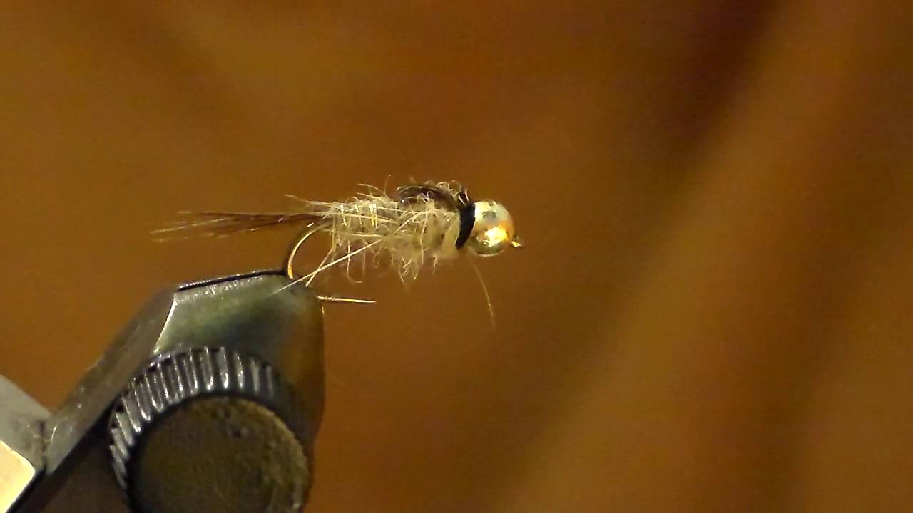 fly tying- bead head gold ribbed hare's ear - YouTube