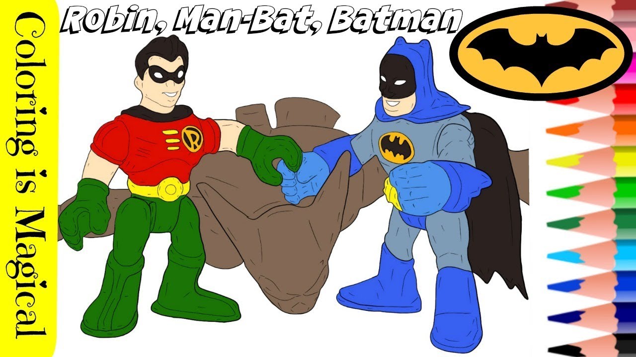 BATMAN ROBIN catch ManBat Imaginext toys COLORING PAGE coloring video ...