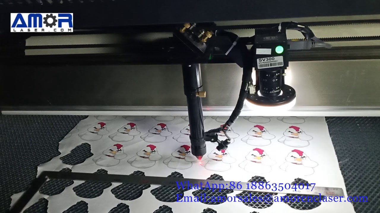 CCD camera laser cutting machine for image recognition cutting - YouTube
