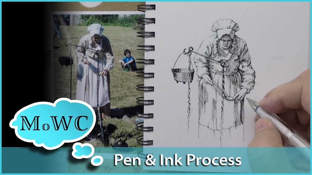 Pen & Ink Full Process Demo – Inktober - YouTube