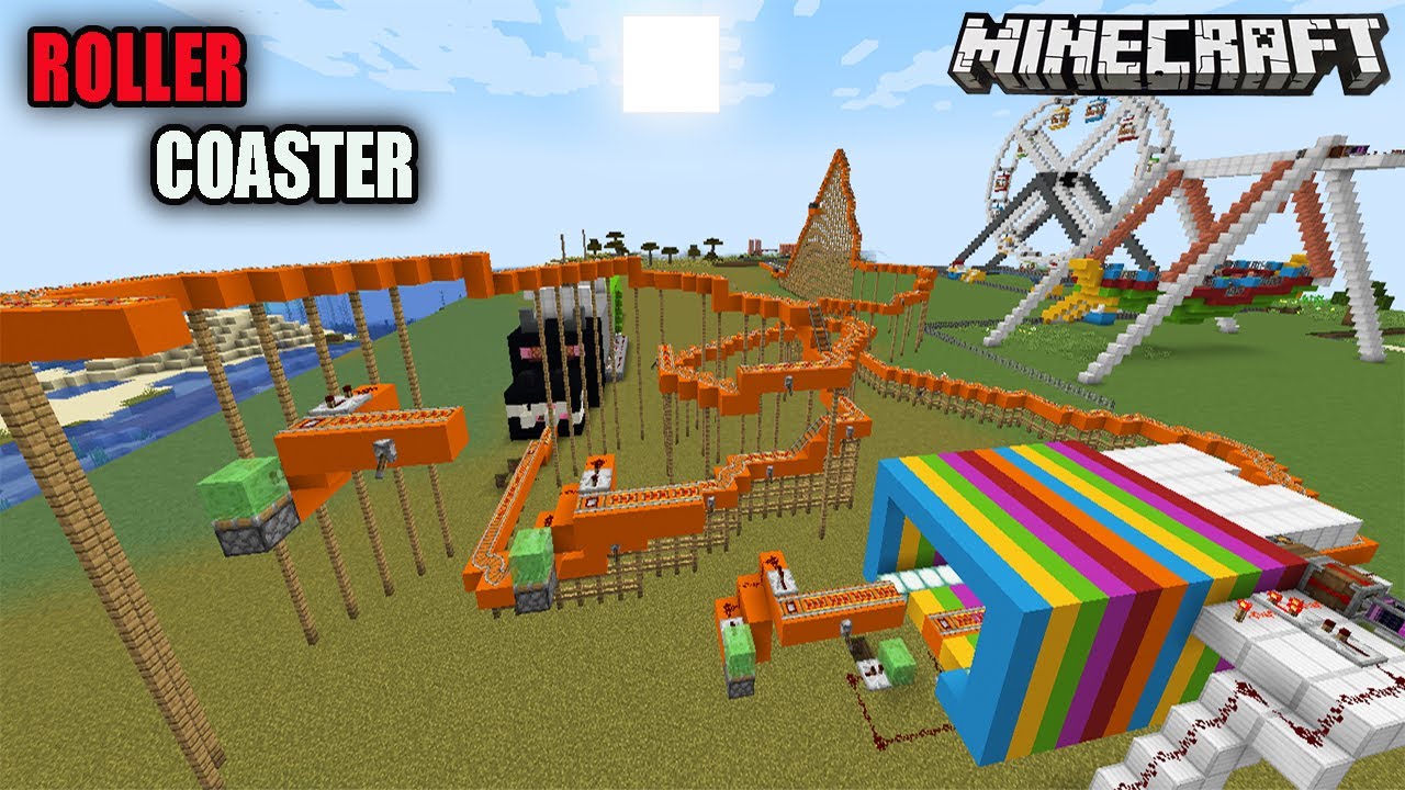 I Made Huge Roller Coaster / Amusement Park In Minecraft - YouTube