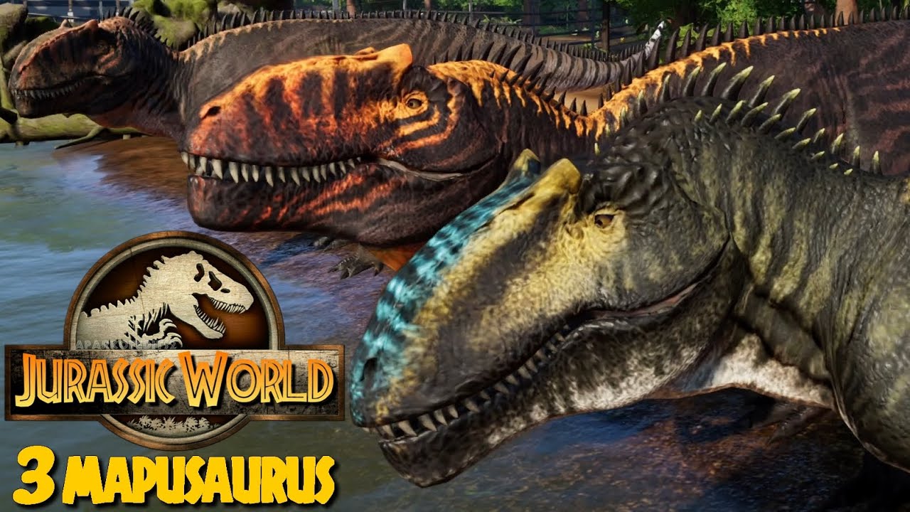 3 Mapusaurus And 3 Giganotosaurus Breakout And Fight Jurassic World Evolution Mods 4k 60fps