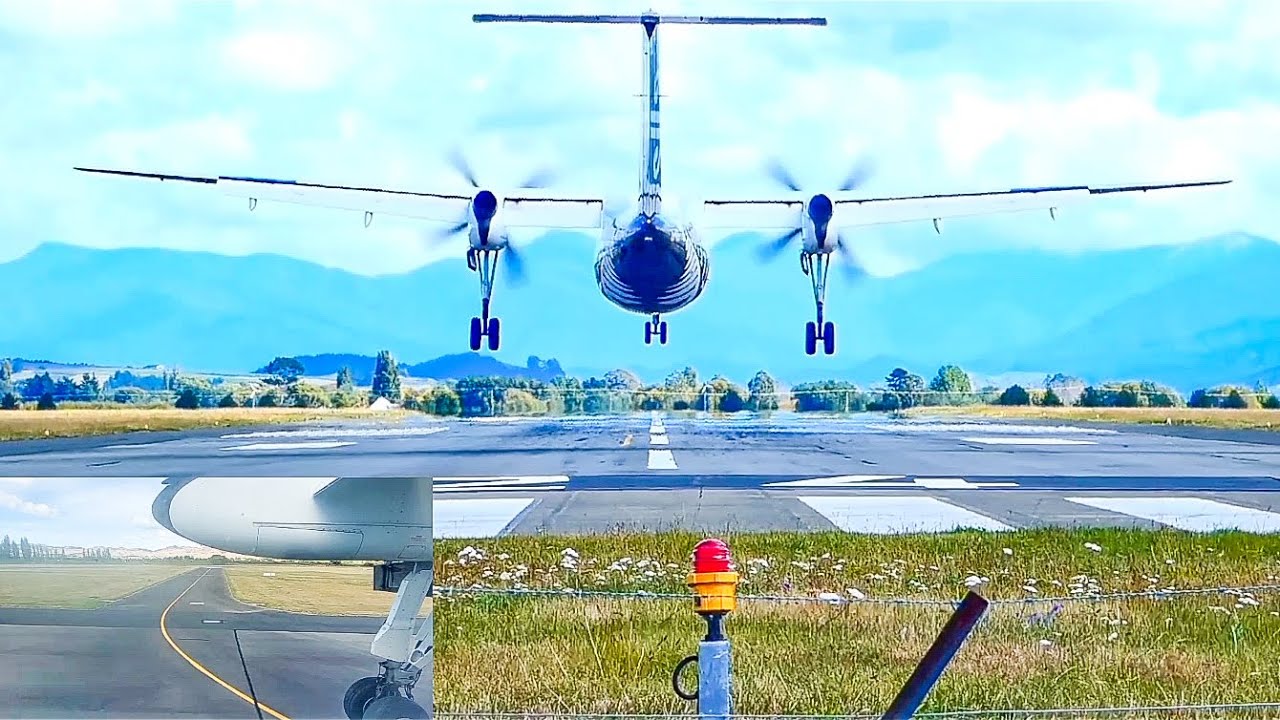 Air New Zealand De Havilland Canada Dash 8-300 Landing at Blenheim ...