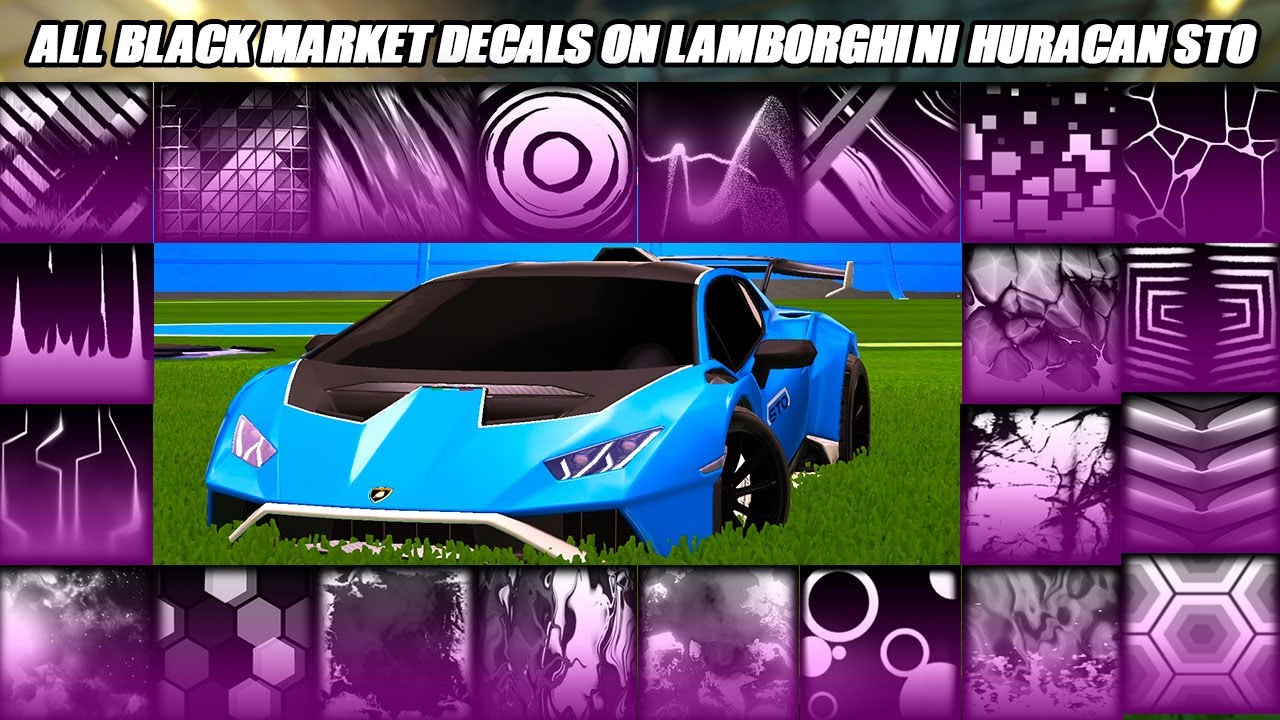 All Black Market Decals On Lamborghini Huracán STO - Rocket League ...