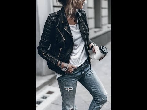 Perfect combination leather jacket and jeans - YouTube