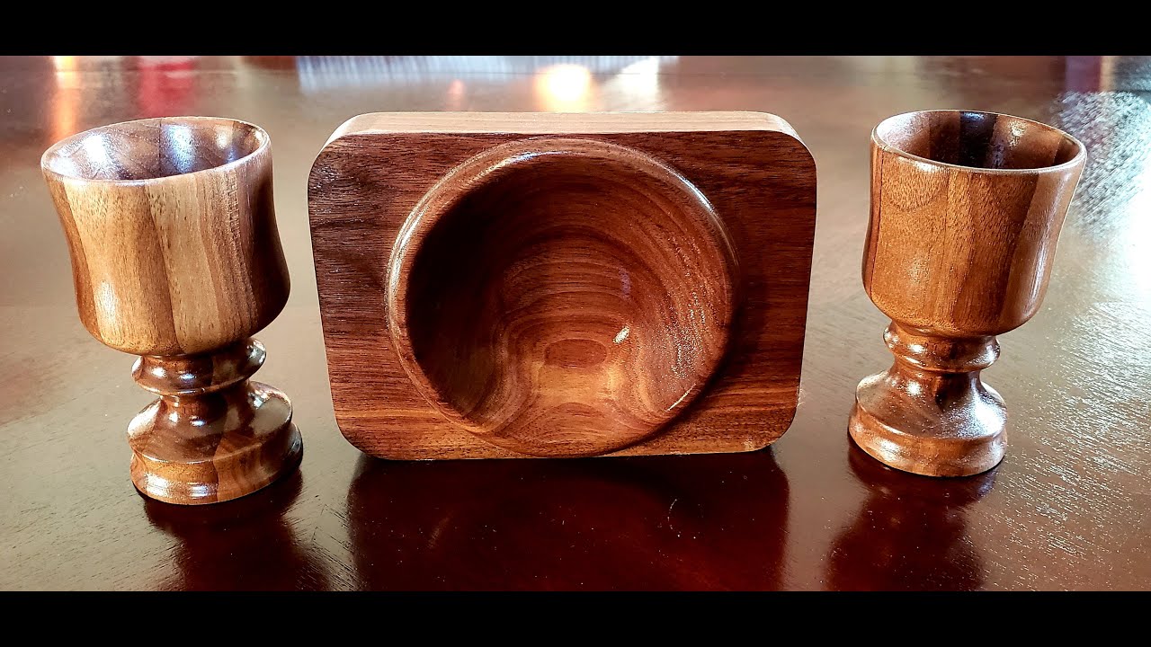 walnut communion set - YouTube