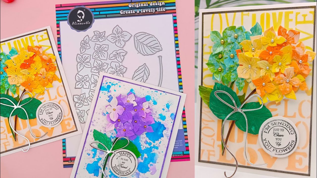 Pretty Hydrangea Flower Card Making - #Alinacutle® #AlinaCraft # ...