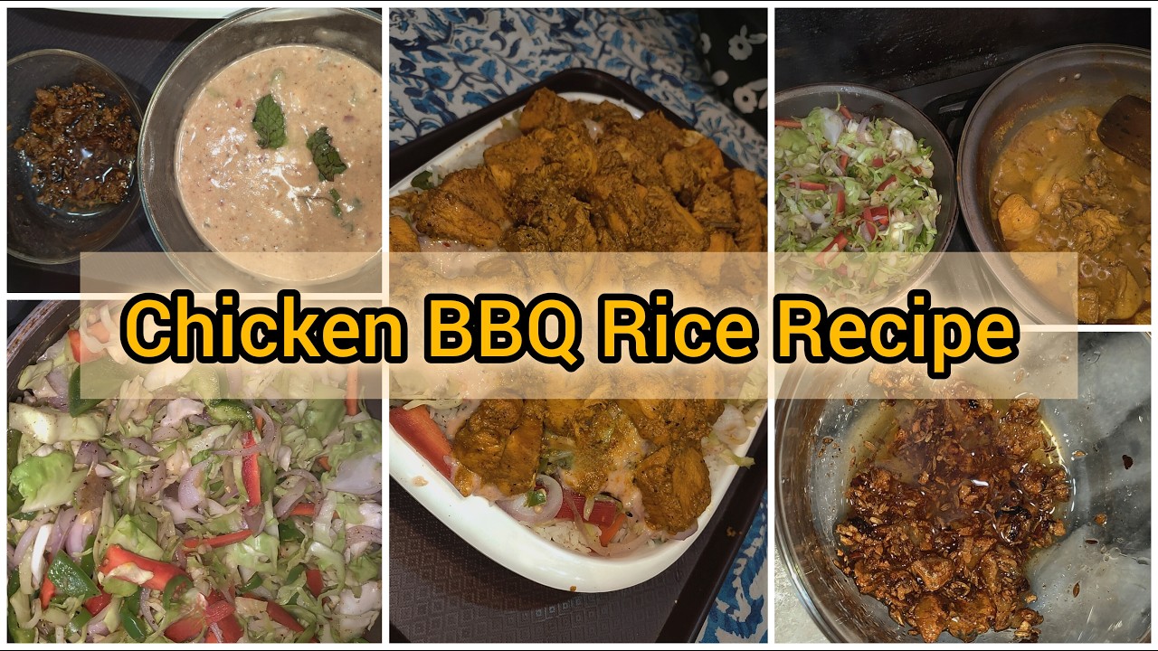Restaurant Style Chicken BBQ Rice | Smokey chicken with white rice ...