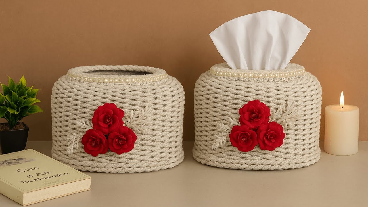 Diy Beautiful Tissue box ️🔥/ Rope Tissue box / Rope Craft / Hamna ...