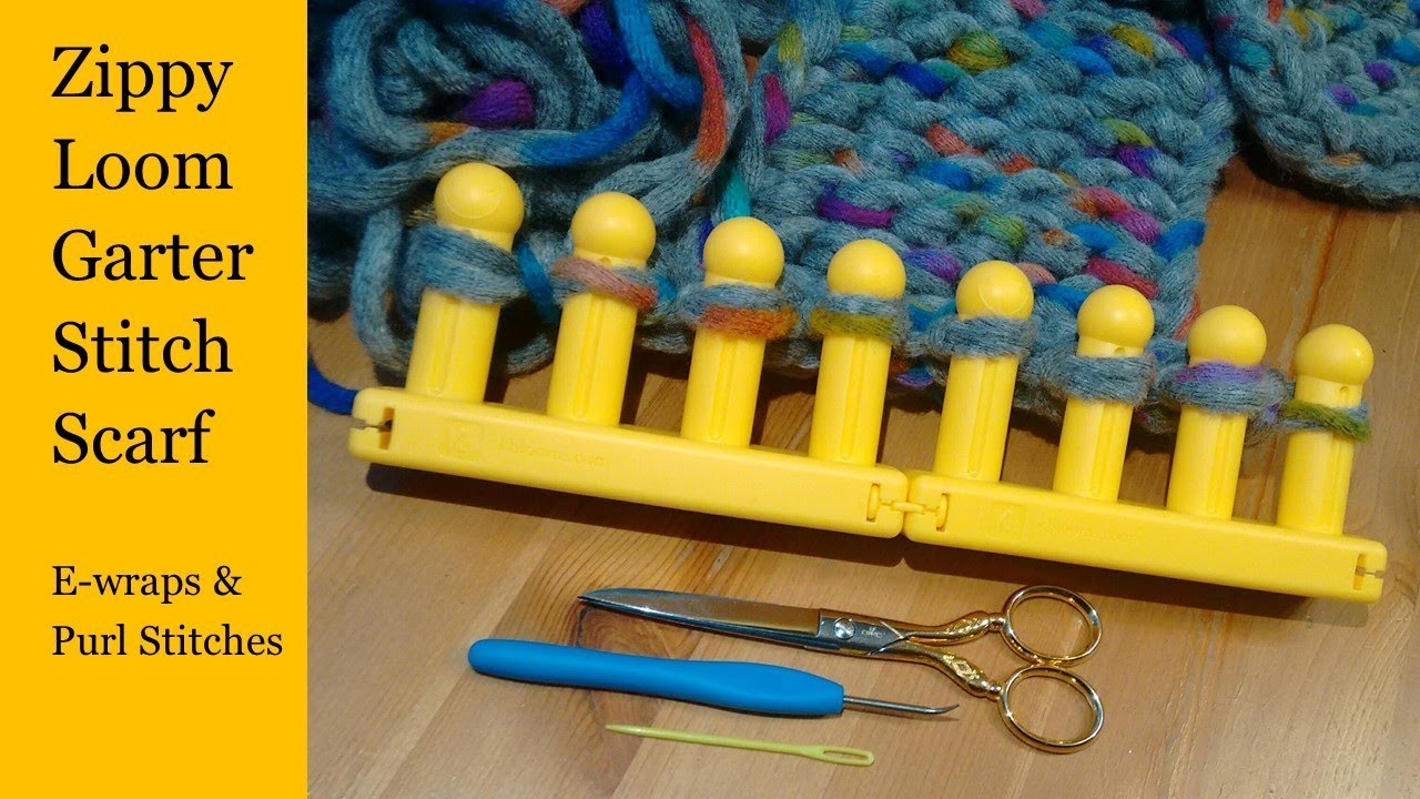 Zippy Loom Garter Stitch Knit Scarf, 8 pegs, helpful written ...