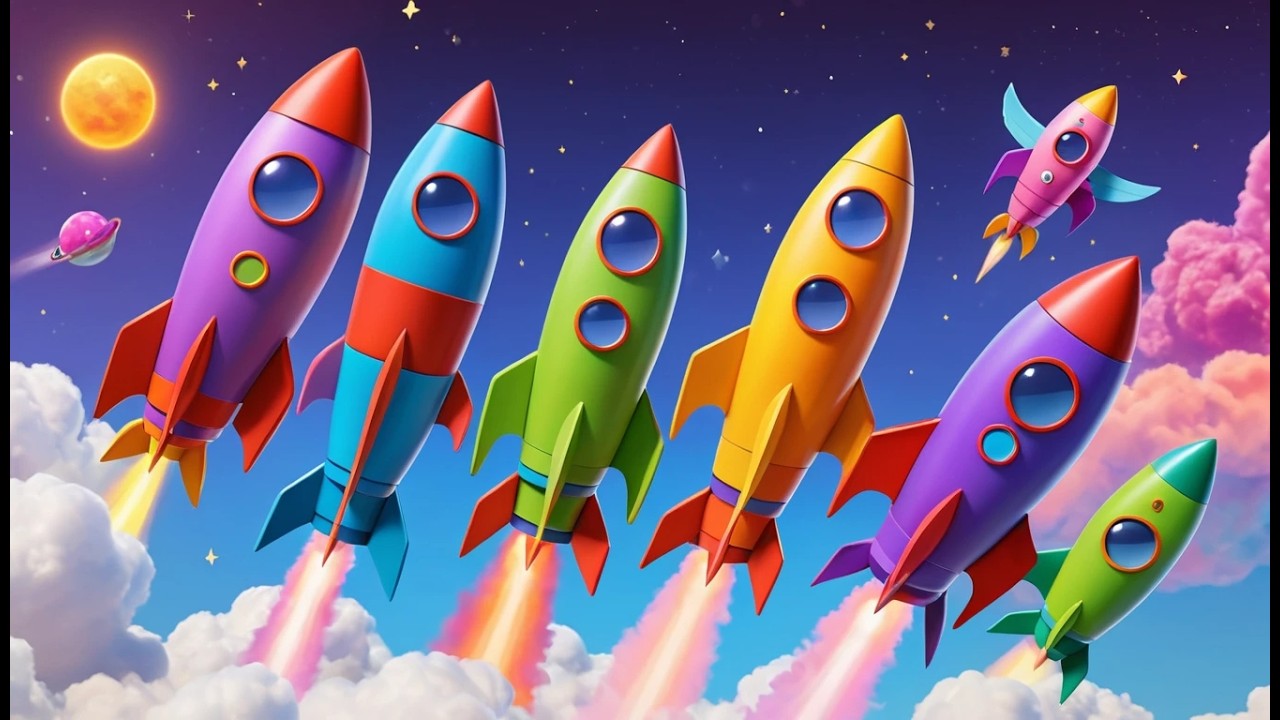Seven Little Toy Rockets Fly Fly Fly | Space Song & Counting Rhyme for ...
