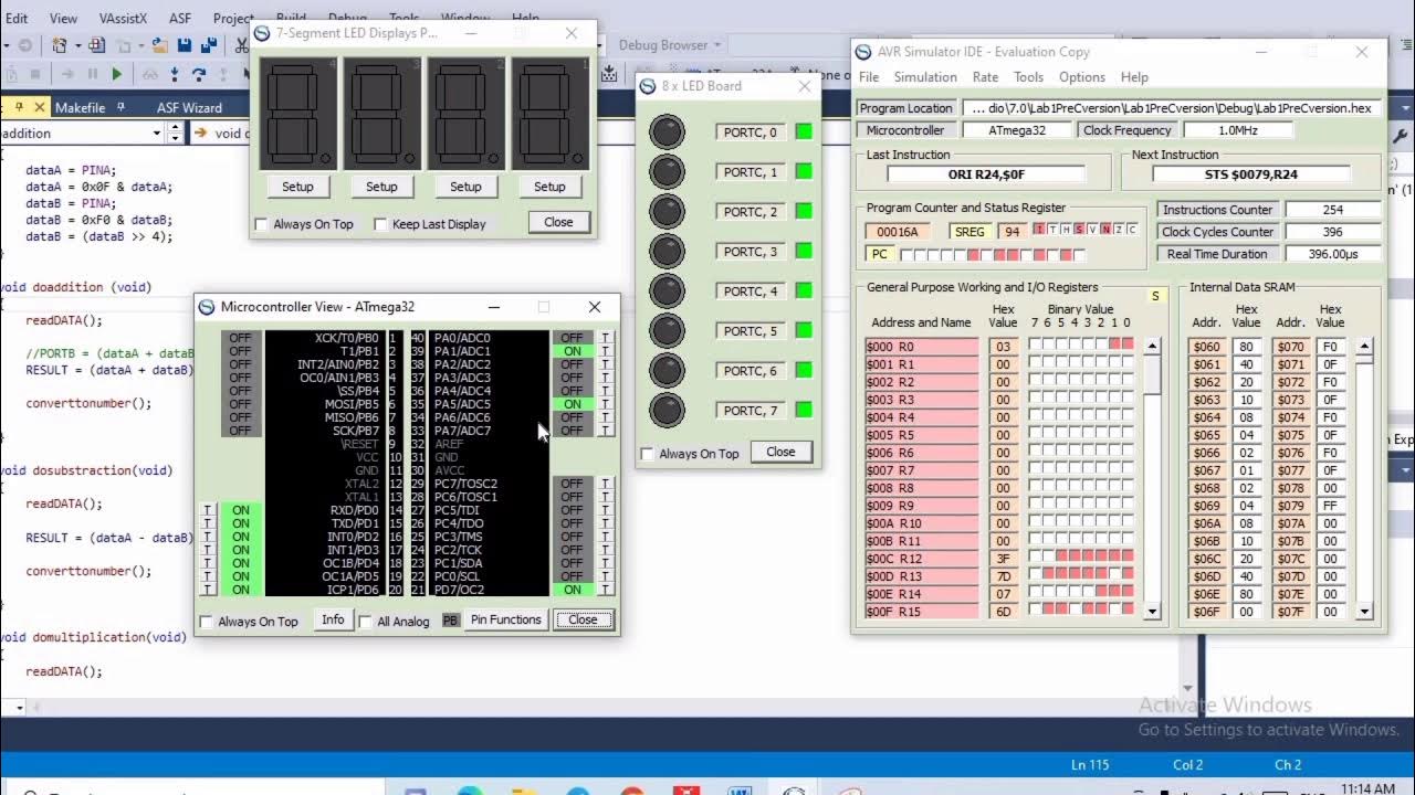 Microprocessor Group Assignment (Simulation of AVR Simulation IDE) Atmel Assembly & C ...