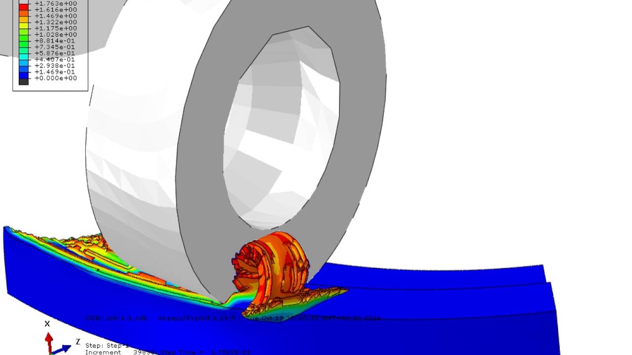 Abaqus CAE explicit orthogonal cutting 3D shell end milling PEEQ 4 - YouTube