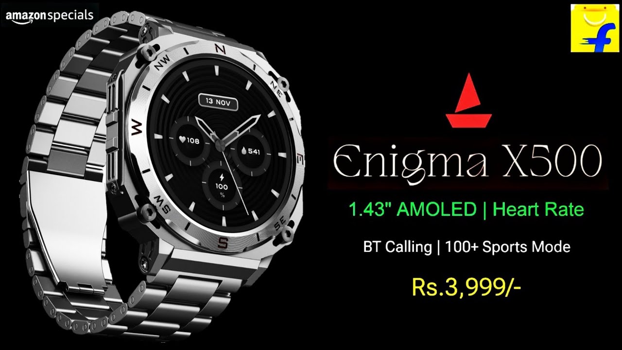 Boat Enigma X500 Smartwatch | 1.43" AMOLED Display | BT Calling | 100 ...