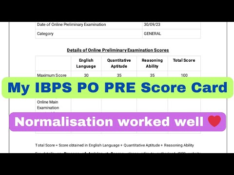 My IBPS PO PRELIMS SCORE CARD 😇 || Normalisation ️ - YouTube