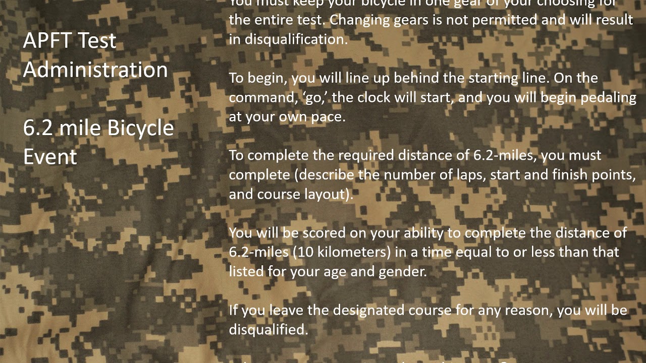 Apft Instructions 62 Mile Bicycle Event Youtube