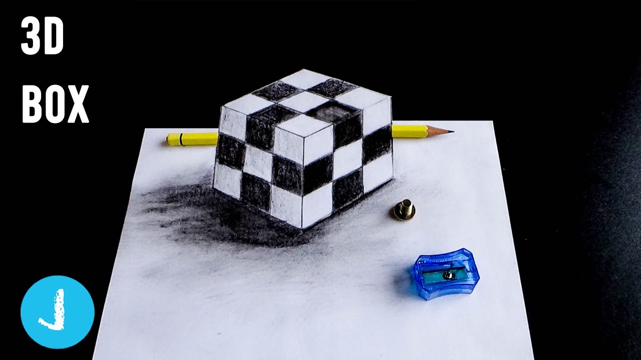 3D Rubik's Cube Pencil Sketch | 3D Box Sketch - YouTube